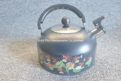 China Unique tea kettle with black color painting useful design factory price stainless steel whistling kettle for sale