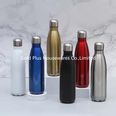 Eco-friendly keep cold stainless steel powder coated water bottle 22oz cola shaped vacuum insulated sports water bottle