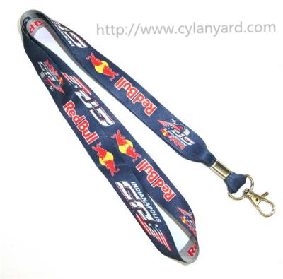 China Redbull full color print neck lanyard strap, designer flat polyester lanyards, for sale