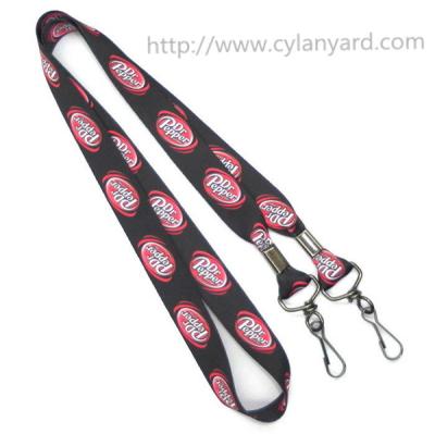 China Double end J hook id card badge holder lanyard, full color lanyard with J hook each end for sale