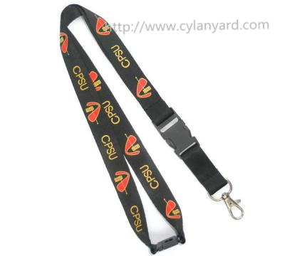 China Imprinted sponsorship neck lanyards with safety breakaway buckle, for sale