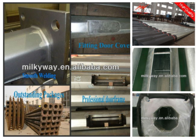 Double / Single Arm Highway Light Pole , Steel Power Pole Hot Dip Galvanization 3
