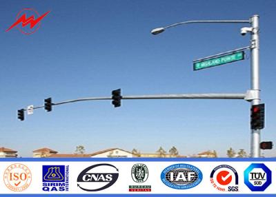 China Single Arm 6M Traffic Light Pole Octagonal Shape With Hot Dip Galvanization 11M Cross Arm for sale