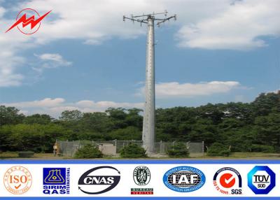China Conical 90ft Galvanized Mono Pole Tower , Mobile Communication Tower Three Sections for sale