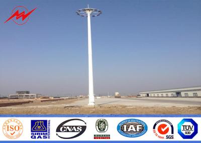China Conical galvanized 25M High Mast Pole with round lantern panel for sport center for sale
