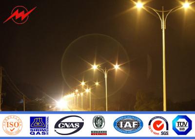 China 11m Outdoor Square Galvanized Parking Lot Light Pole With Double Arms for sale