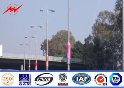 China 12m Double Arm Powder Painting Galvanized Steel Pole Q326 Material For Road Lighting for sale