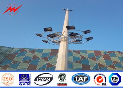 China Stadium Lighting 36.6 Meters Galvanized High Mast Light Pole With 600kg Raising System for sale