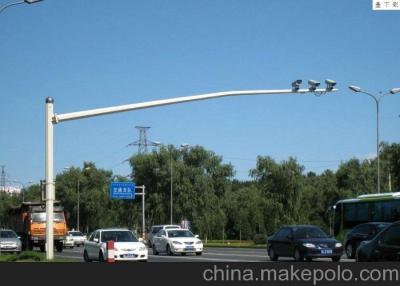 China 10m Galvanized Traffic Steel Light Poles With Durable / Single Arm , 600*600*20mm Baseplate for sale