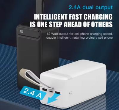 China Power Bank 50000mah USB Type C and Micro USB Input Ports Mobile Charger Power Bank Led Display with Rope Handle for sale