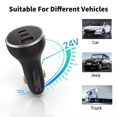 China Output 100W PD Charger QC3.0 Charger ,USB C Car Charger,3 Port Car Phone Charger Adapter,PD3.1 QC 3.0 Port Cig-plug Lighter Charger for sale