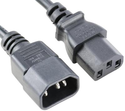 China Black IEC320 C13 To C14 SJT Power Extension Cord 3FT Fast Charging Data Cable for sale