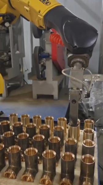 Quality Dead Angle Free Robotic Grinding Automation For T Shaped Brass Sanitary Ware for sale