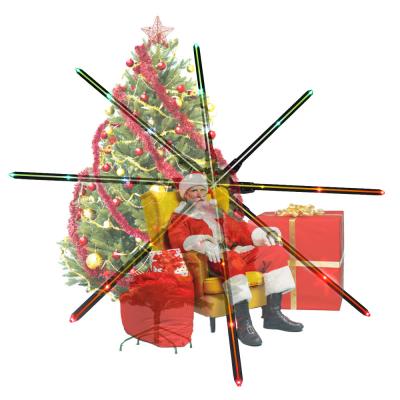 China Newest 180cm Big Size Christmas Decorating Led Holographic Display Wifi Hologram 3d Display Led Fan for Advertisement 8 Blades for sale