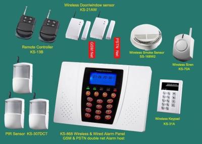China Home GSM quad band Alarm Systems with siren, smoke detector, door sensor, infrared sensor, keypad retail & wholesale security for sale