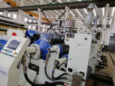 China Flute Corrugated Board Automatic Extrusion Lamination Machine , High Speed Hot Lamination Machine In White and Blue for sale