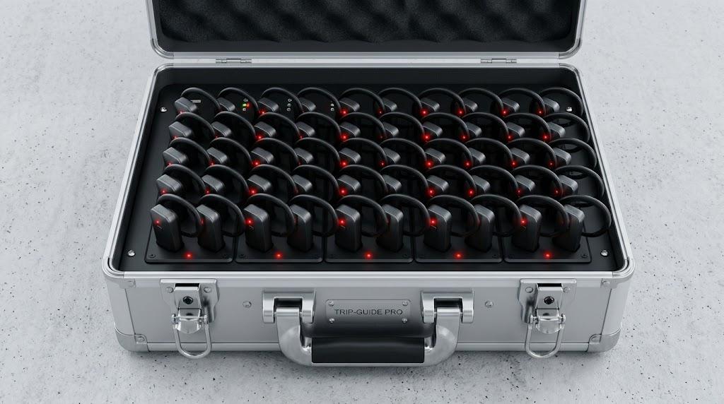 Portable aluminum charging case for YingMi tour guide receivers