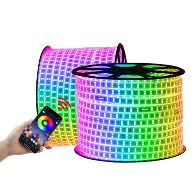 China Hot selling outdoor decoration RGB SMD5050 IP65 waterproof 12V flex led strip light for sale