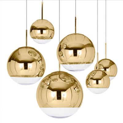 China Hot selling golden glass ball chandelier modern simple creative clothing store mirror plating restaurant bar glass ball lamp for sale