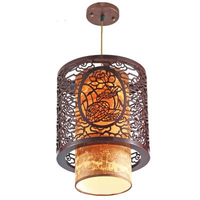 China Traditional Chinese lantern small Pendant Lights wood art classical Chinese style teahouse restaurant porch Wood Hanging Lamp for sale