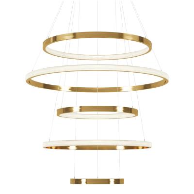 China modern luxury Creative ring crystal lighting led round Hotel Fancy indoor coffee color 3 ring light led circle pendant lighting for sale