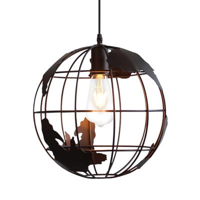 China Single head dining room chandelier northern Europe creative art globe round lamp personality iron Restaurant Bar lampshade for sale