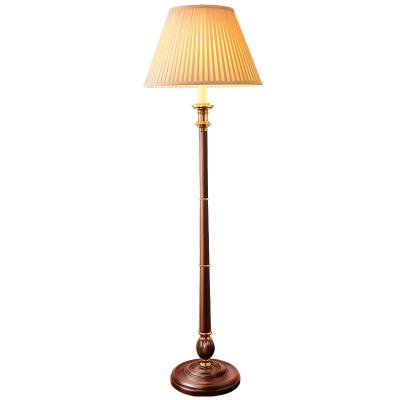 China Hot sale all copper solid wood floor lamp American Rural retro vertical lamp living room atmospheric bedroom floor lamp for sale