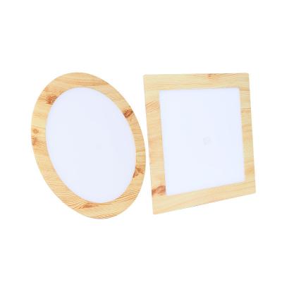 China LED panel light kitchen and bathroom square and round panel light kitchen and living room luminous Wooden Panel Lamp lights for sale