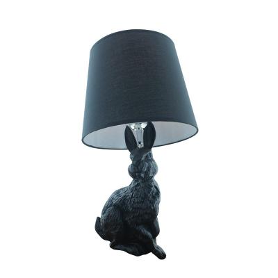 China Home hotel Decoration sitting desk lamp Modern Children Room white black color rabbit standing art Resin molding table lamp for sale