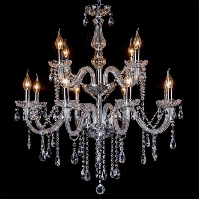 China Indoor Luxury Decoration Large Crystal Chandelier Pendant Lights For Wedding Hall Hotel House for sale