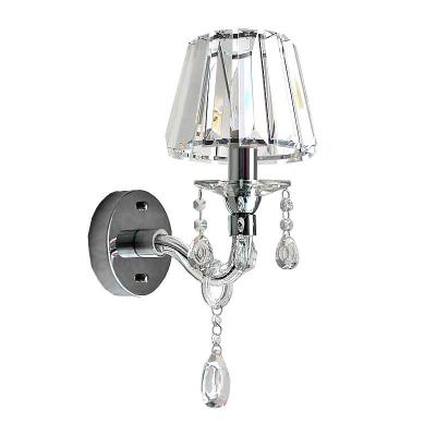 China High quality cheap glass european style luxury Modern home indoor double arm shades metal crystal led wall lamp for sale