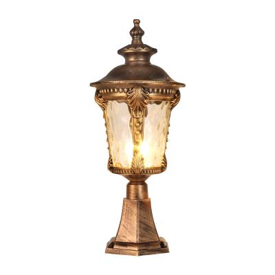 China E27 IP55 vintage decoration bronze black courtyard garden pillar gate lights for sale