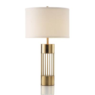 China High quality modern design indoor decorative desk lamp 2-layer fabric shade metal glass lamp body led table lamp for living room for sale