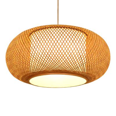 China Handmade Bamboo Pendant Lamp shade Natural Style Asian Rattan lamp shade Pendant Light for sale