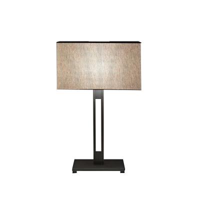 China High quality modern design indoor decorative desk lamp 2-layer fabric shade metal glass lamp body led table lamp for living room for sale