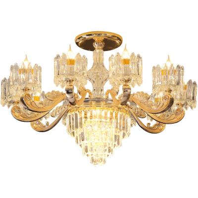 China Newest design contemporary home hotel bobby modern round iron luxury glass crystal ceiling chandelier pendent lighting for sale