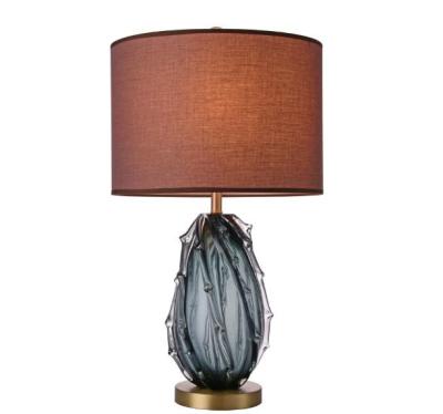 China Unique Design Free Blown Glass Crystal Table Lamp in Pink 28 inch with White Lampshade for Living for sale