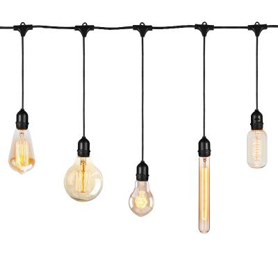 China 100Ft G40 String Lights 100 Edison Style Globe Bulbs Black Wire connectable Outdoor led Light String for sale