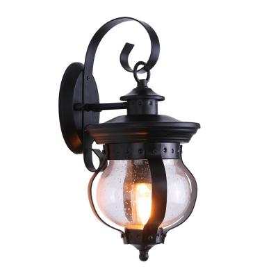 China European style LED vintage security aluminum garden lights outdoor landscape retro decoration glass LED yard wall lamps for sale