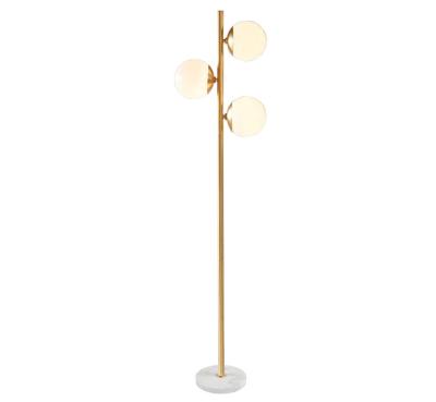 China Nordic modern home living room decoration light romantic designer stand gold metal glass led floor lamp for sale