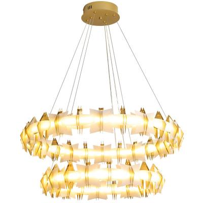 China Metal nordic wire shelf home decor gold hanging chandelier pendant lamp modern luxury crystal glass led chandelier lighting for sale