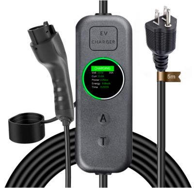 China Portable EV Charger with Adjustable 8-32A Current IP66 Rated and Color Screen for Electric Cars for sale