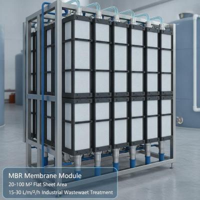 China MBR Membrane with 20 to 100 M² Per Module Flat Sheet Membrane and 15 to 30 L/m²/h Flux Rate for Wastewater Treatment for sale