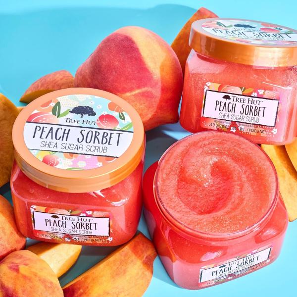 Quality Shea Sugar Tree Hut Peach Sorbet Scrub Smoothing Moisturizing Body for sale