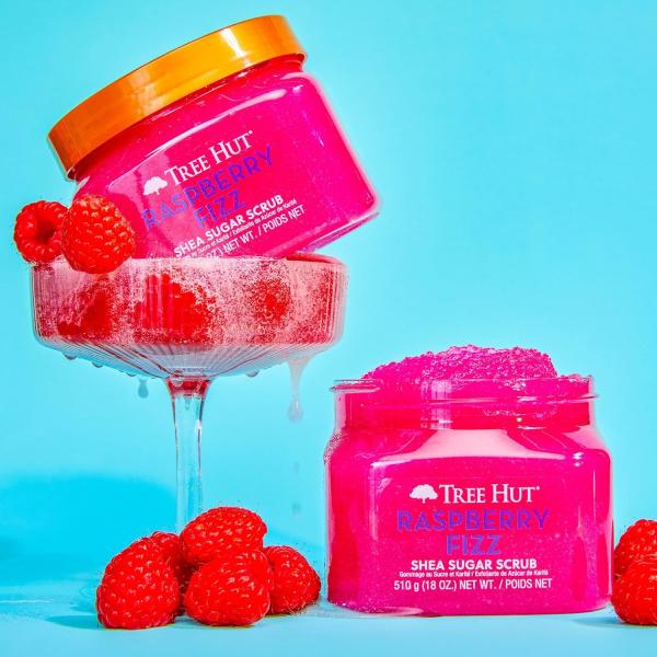 Quality OEM Organic Body Exfoliator For Dry Skin Tree Hut Raspberry Fizz Shea Sugar for sale