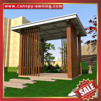 China Outdoor Public garden park passage gazebo wood style Aluminium aluminum gazebo pavilion kiosk sunshade canopy shelter for sale
