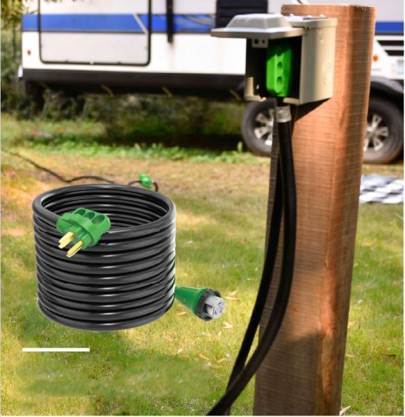 Quality 50 Amp RV Power Cord with 6 AWG Copper Conductors and NEMA 14-50 Connectors for Heavy Duty Use for sale
