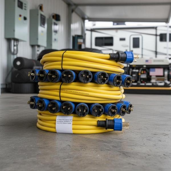Quality 50 Amp RV Power Cord with 6 AWG Copper Conductors and NEMA 14-50 Connectors for Heavy Duty Use for sale