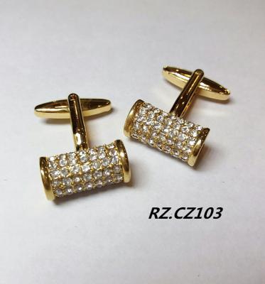 China High quality cubic zircon men shirt cufflink with steel  gold rose gold gun plating for sale