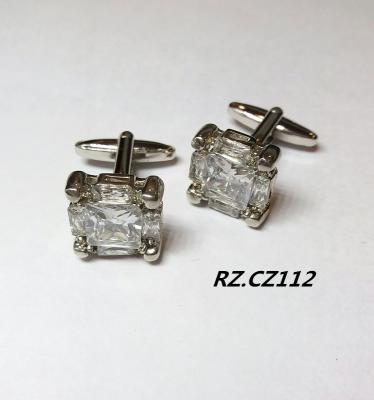 China High quality men cubic zircon cufflinks men cufflink with different color  stone  copper material for sale